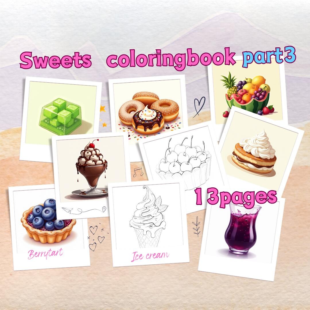 Sweets Coloring Book Part3 - Etsy