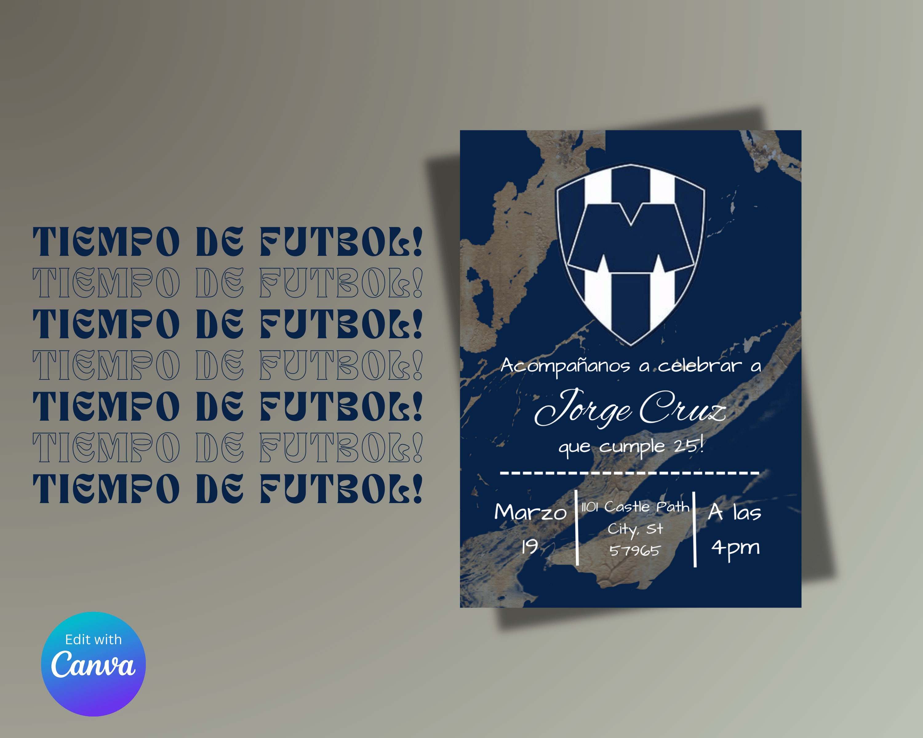 Invitacion Digital De Monterrey | Futból | Fiesta De Cumpleaños - Etsy