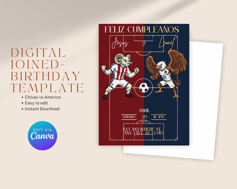 Chivas Vs America Birthday Invitation | Fiesta Combinada | Chivas Vs ...