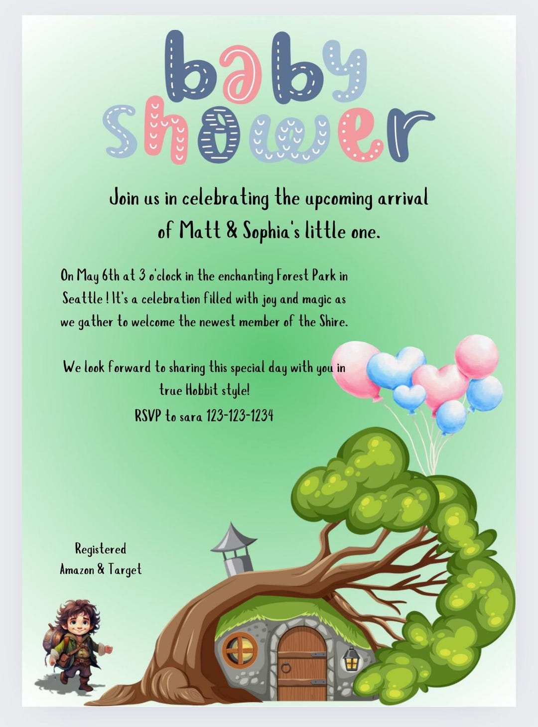 Hobbit Themed Baby Shower Template Lord of Rings Invitation Bilbo ...