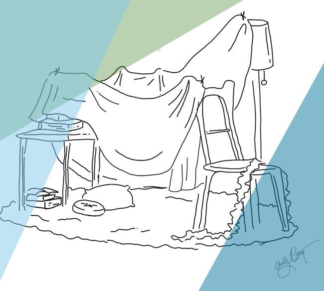 Summer Kids Activity, Blanket Fort Design, Adult/child Coloring Page ...