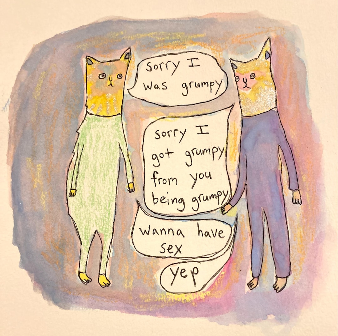 Sorry I Was Grumpy Original Watercolor - Etsy