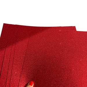 5 PCS Red 12x12 No Shed Glitter Card Stock , Glitter Card Stock Sliver ...