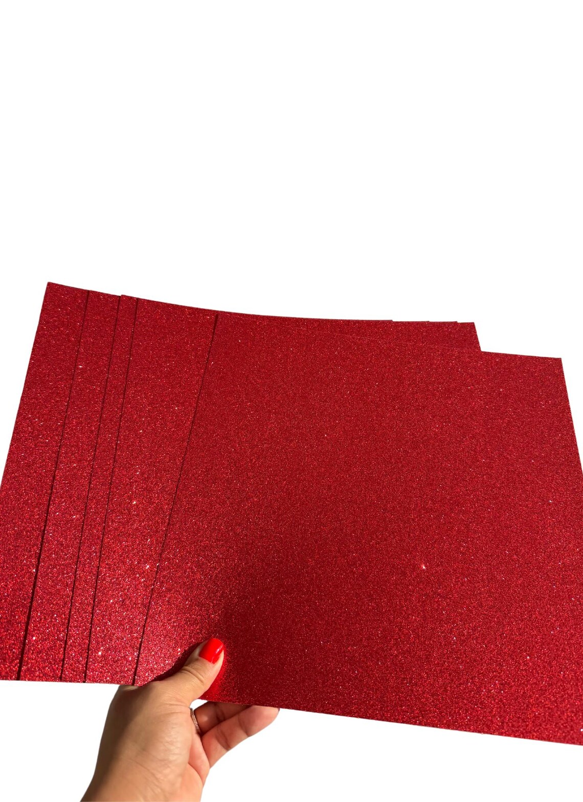 5 PCS Red 12x12 No Shed Glitter Card Stock , Glitter Card Stock Sliver ...