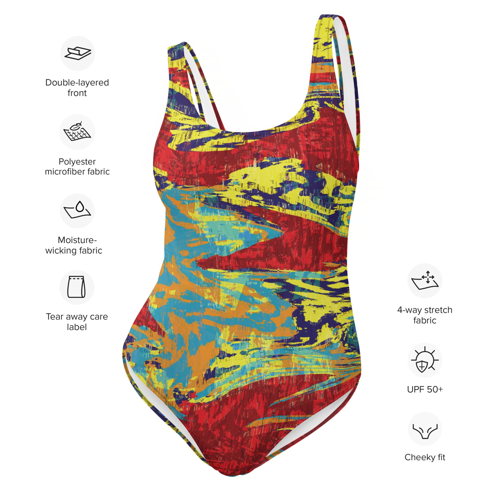 Colorful One-piece Swimsuit - Popart Camo - Abstract Spatter Pattern ...