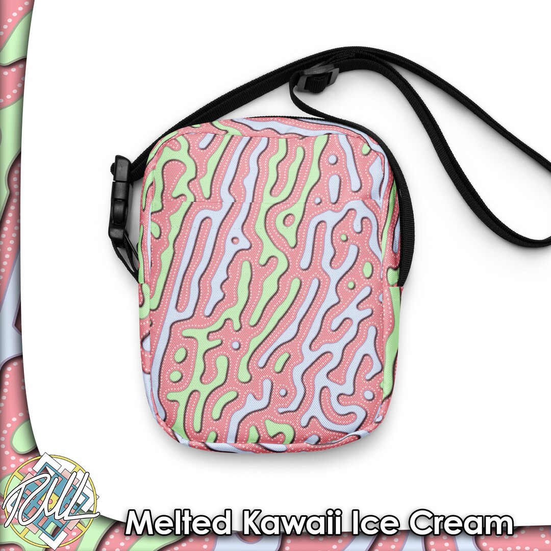 Pastel Kawaii Squiggle Pattern Utility Crossbody Bag Shoulder Tote Purse Every Day Carry Pouch ...