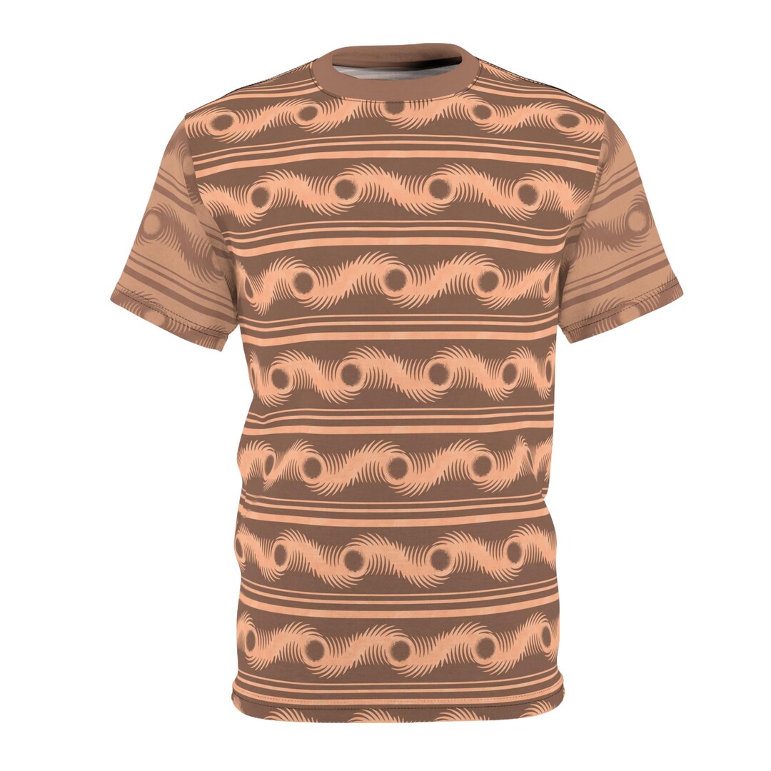 Peach and Mocha Wave Pattern T-shirt – Retro Modern Unisex All-over ...
