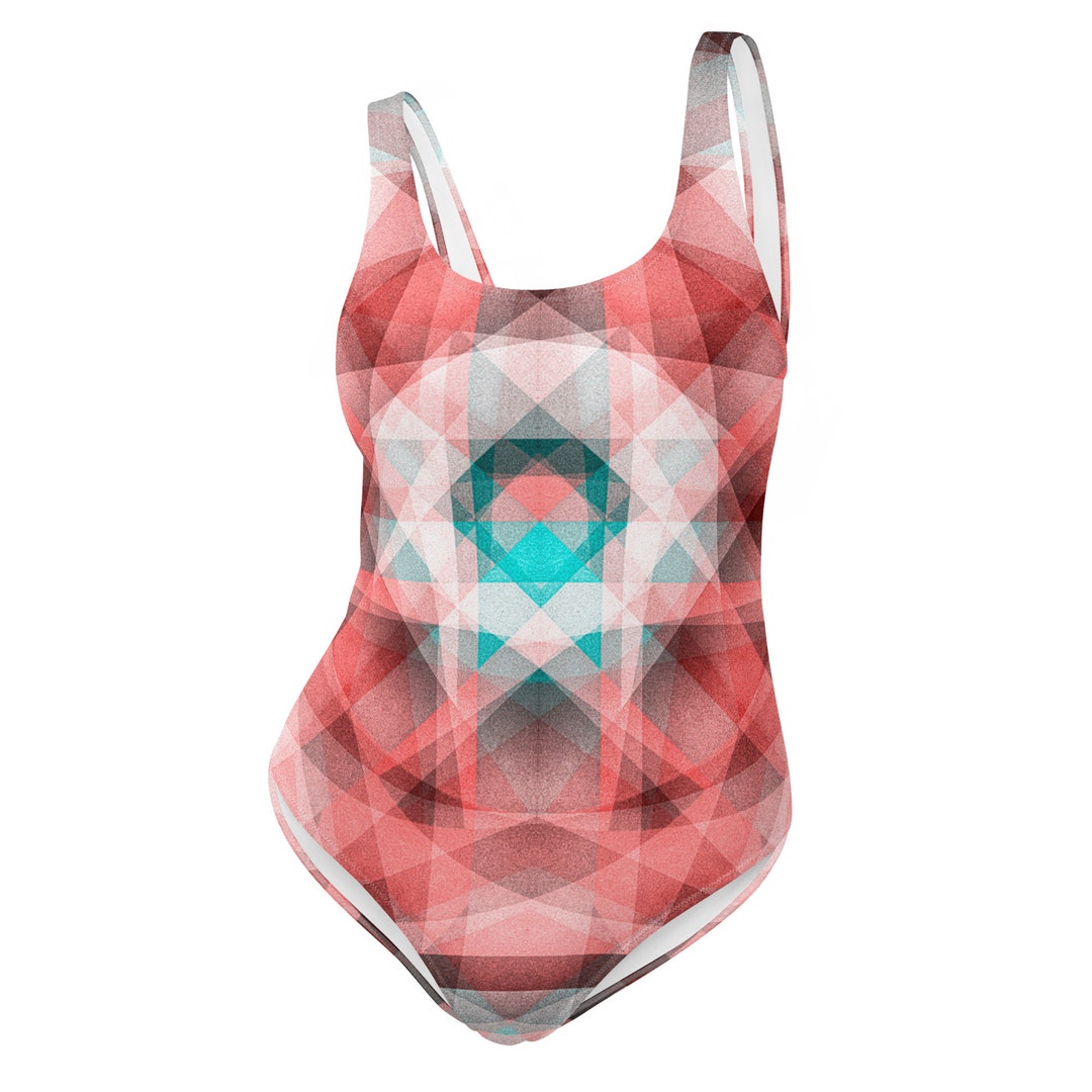 Anaglyph Style Vibe One-piece Swimsuit - Red and Blue Abstract Fractal ...