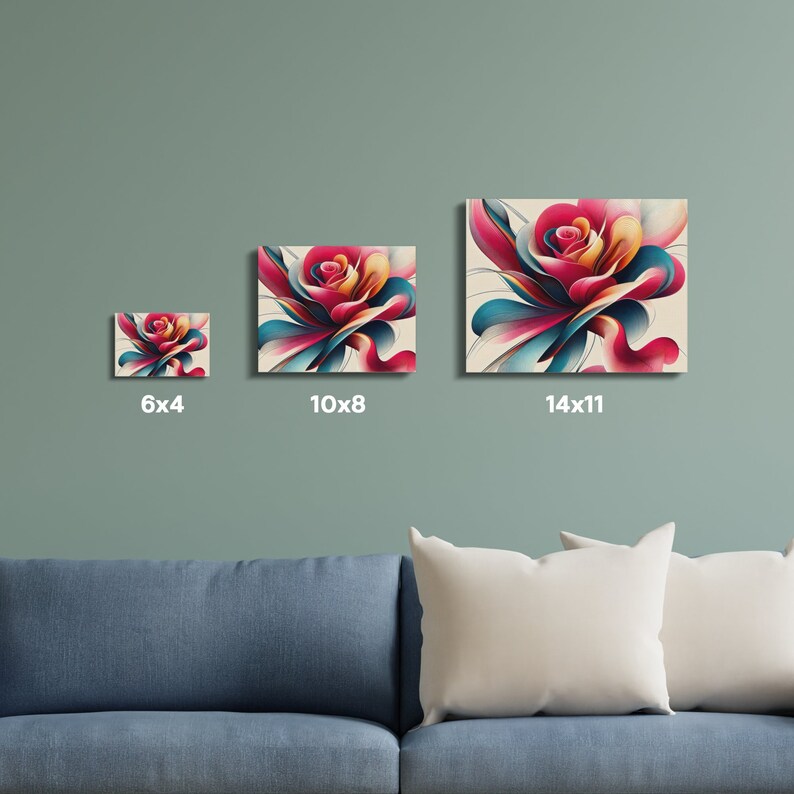 Abstract Flower Digital Art, Colorful Wall Decor, Modern Home Office ...