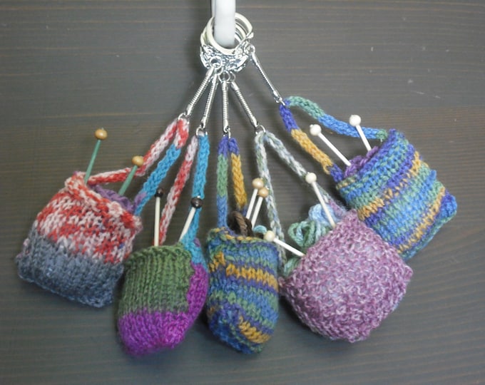 Hand Knit Miniature /knitting Bag / Key Ring FREE SHIPPING for One Item ...