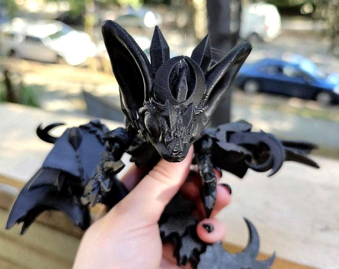 Lunar Bat Dragon - Articulated 3D Printed Dragon | Poseable Collectible ...