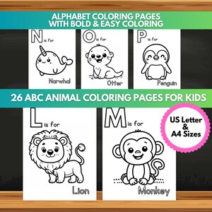 Animal Alphabet Preschool Coloring Pages Bold Easy Printable Activity ...