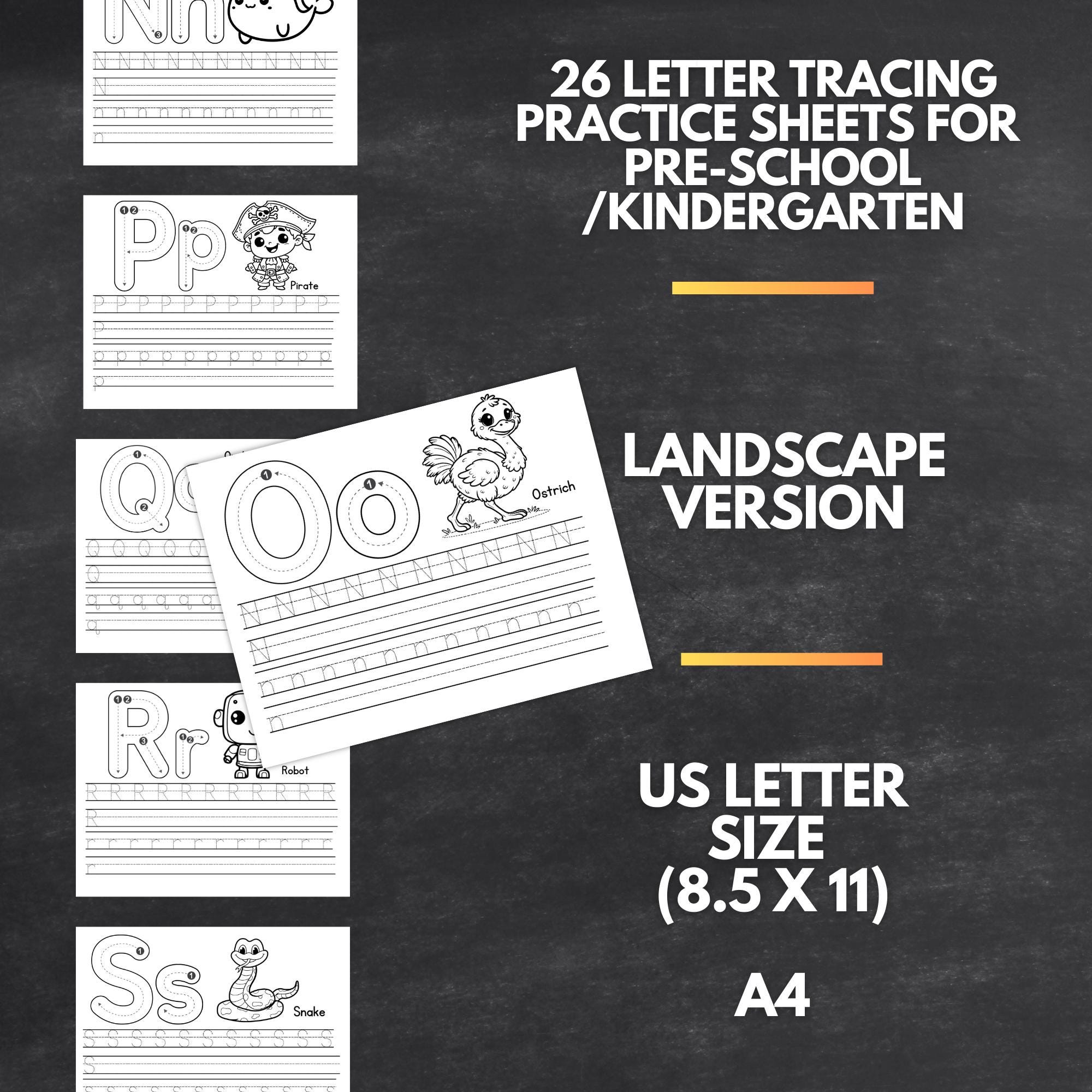 26 ABC Letter Tracing Worksheet, Pre-school, Kindergarten, Homeschool ...