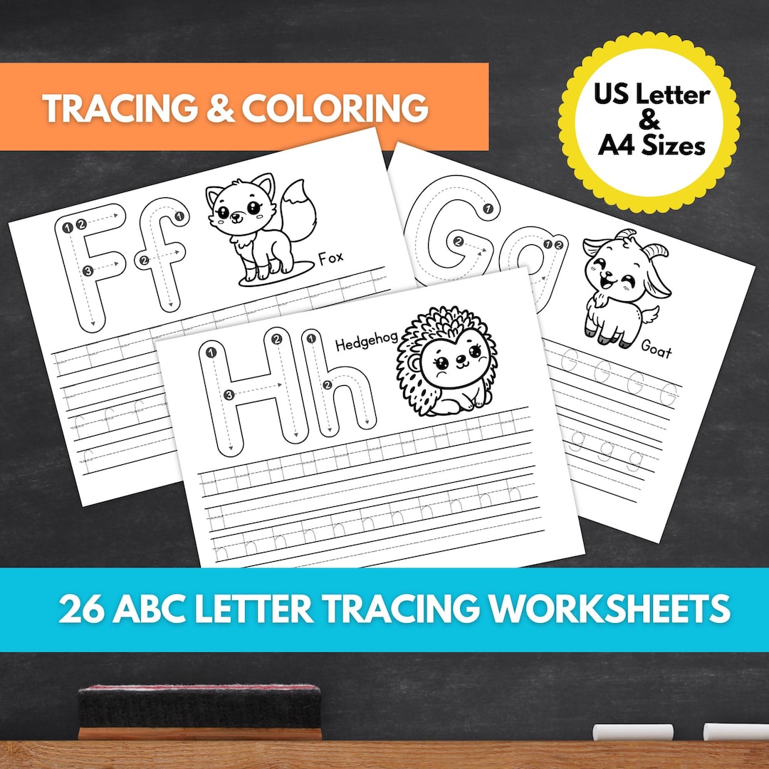 26 ABC Letter Tracing Worksheet, Pre-school, Kindergarten, Homeschool ...
