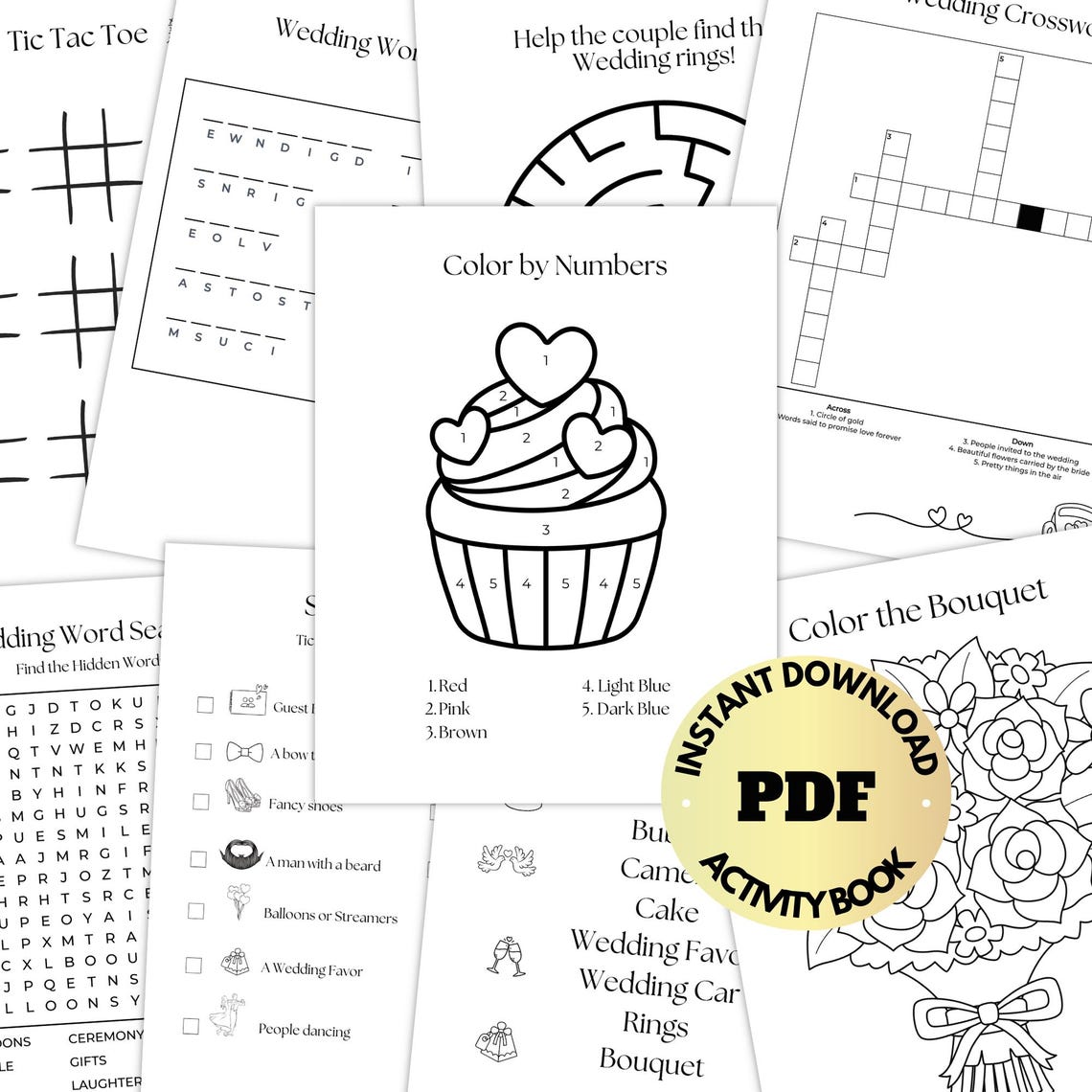 Kids Wedding Activity Pack, Printable Wedding Activity Book Colouring ...