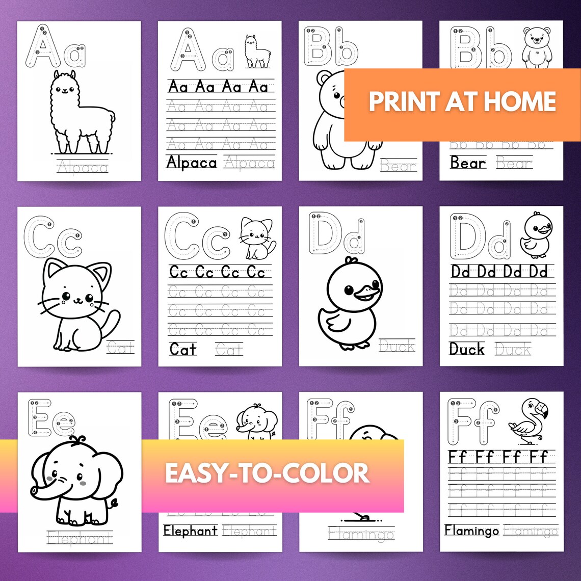 Animal ABC Letter Tracing Worksheets: Pre-k Handwriting Practice (PDF ...