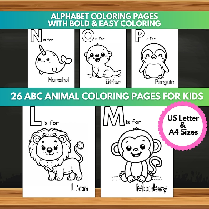 26 ABC Printable Coloring Pages for Toddlers, Pre-school A to Z ...