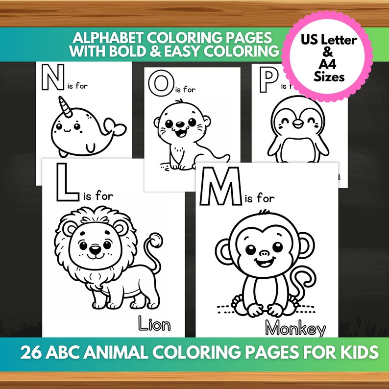 26 ABC Printable Coloring Pages for Toddlers, Pre-school A to Z ...