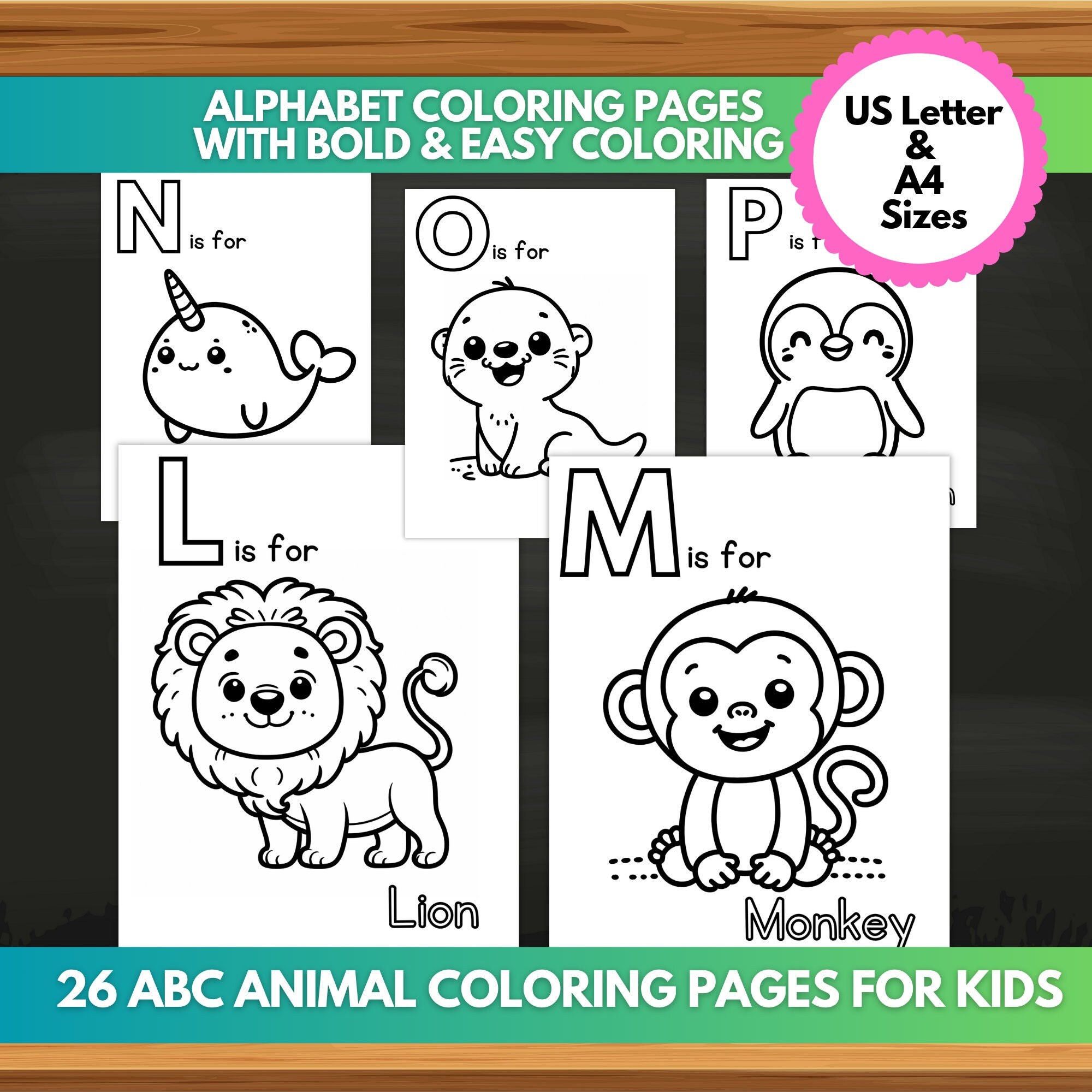 Animal Alphabet Preschool Coloring Pages Bold Easy Printable Activity ...