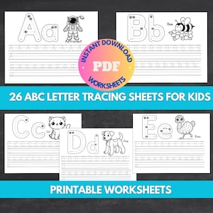 26 ABC Letter Tracing Worksheet, Pre-school, Kindergarten, Homeschool ...