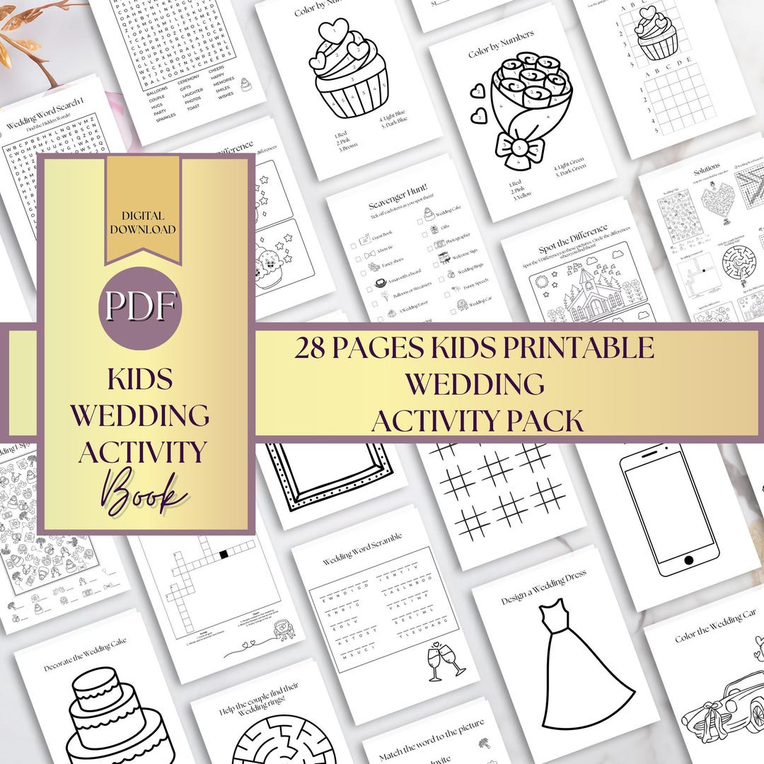 Kids Wedding Activity Pack, Printable Wedding Activity Book Colouring ...