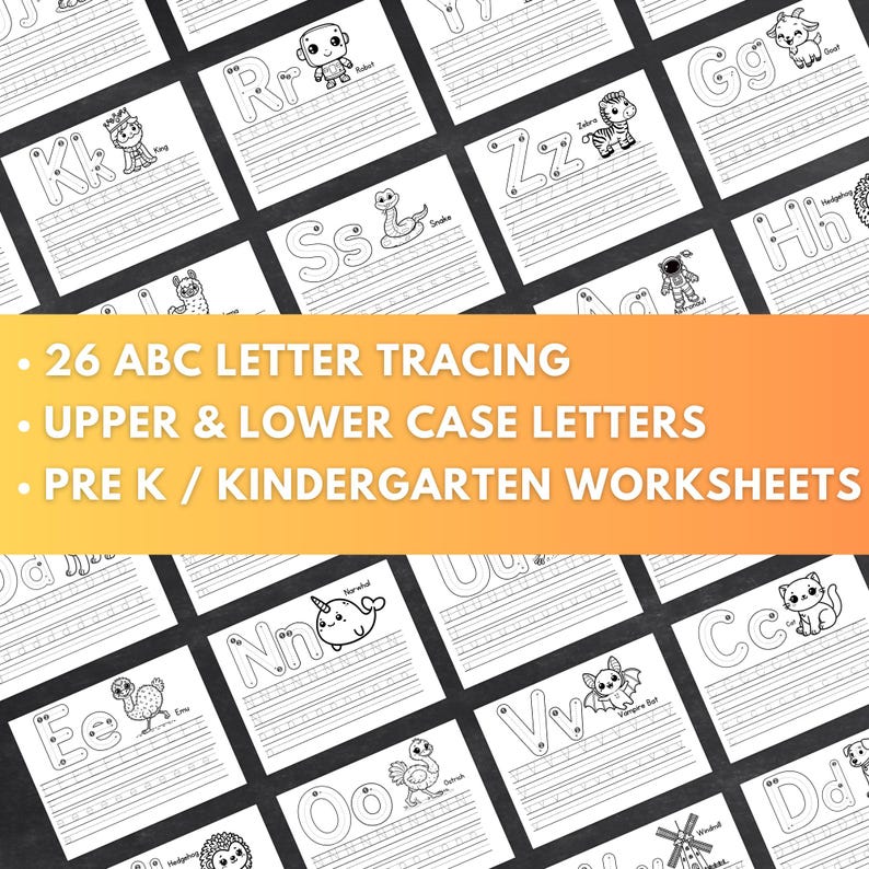 26 ABC Letter Tracing Worksheet, Pre-school, Kindergarten, Homeschool ...
