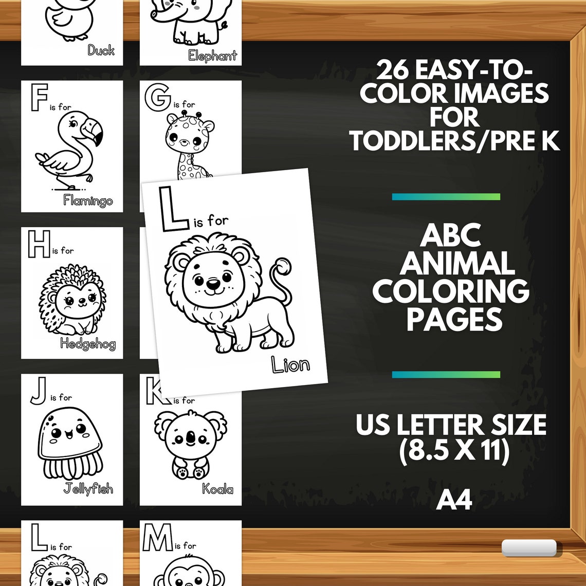 26 ABC Printable Coloring Pages for Toddlers, Pre-school A to Z ...