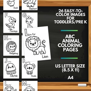 Animal Alphabet Preschool Coloring Pages Bold Easy Printable Activity ...