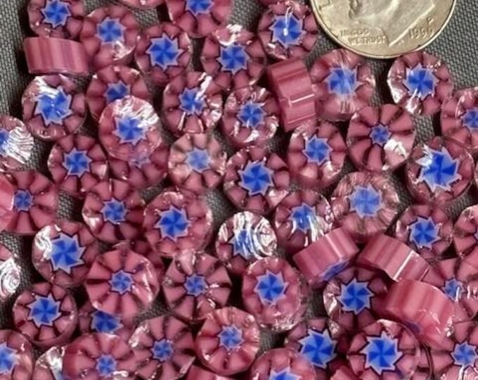 COE 90 - Sliced Pink & Blue Pinwheel Flower Murrine - Etsy
