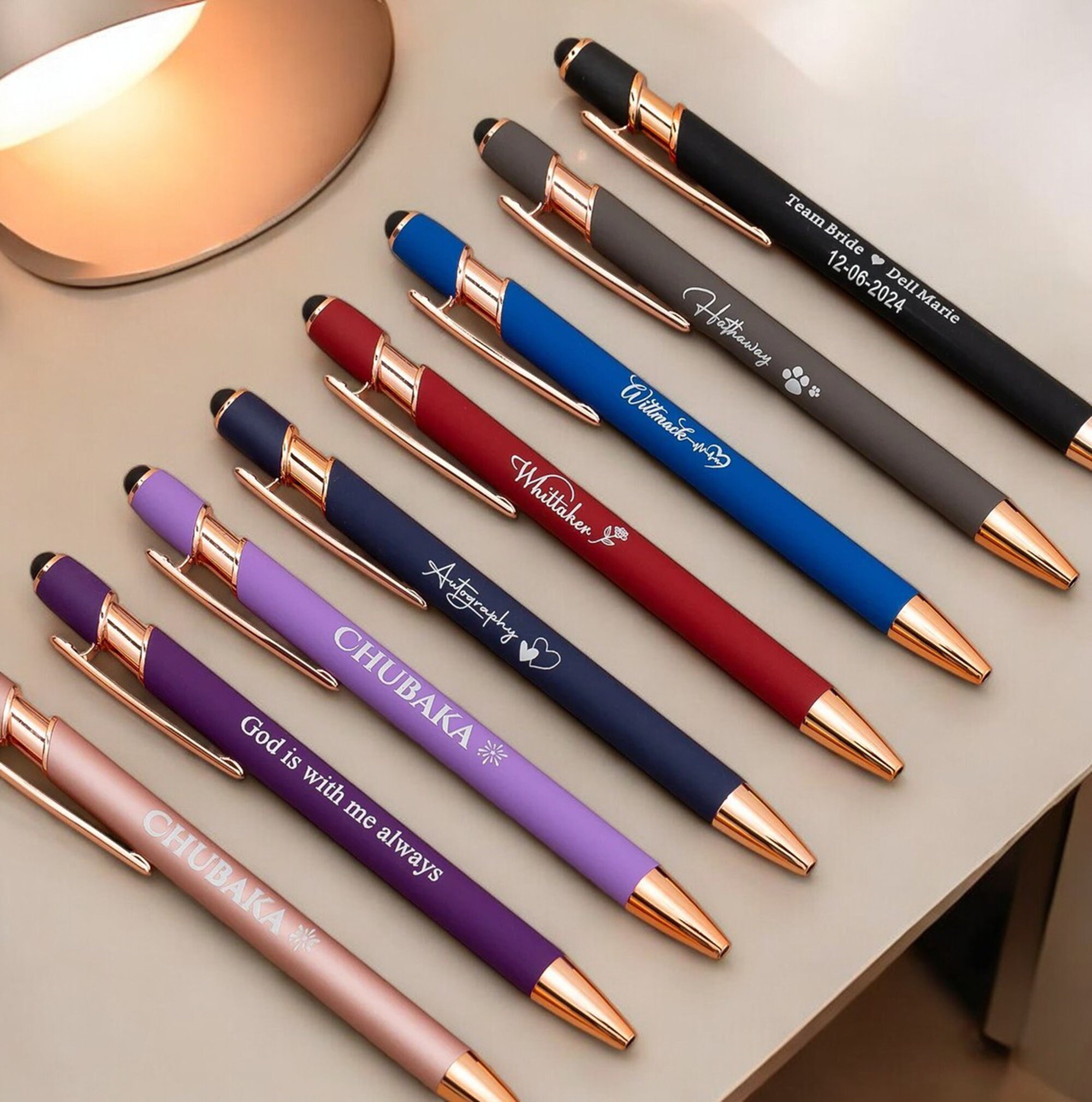 Custom Luxurious Soft Touch Rose Gold Pen,name Pens,bridesmaid Pens ...