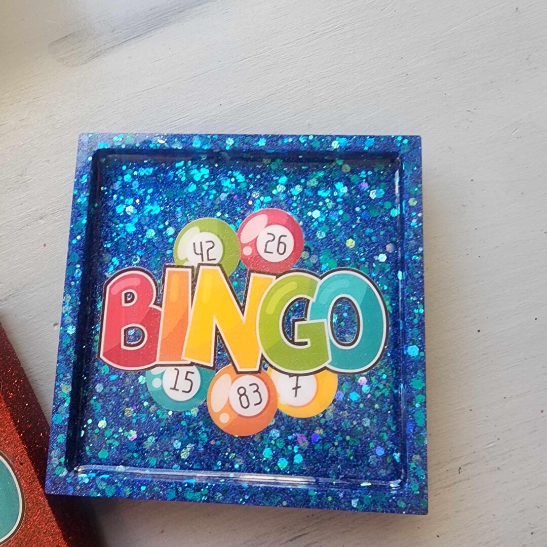 Glittered Bingo Resin Coaster: Bingo Lover Gift - Etsy