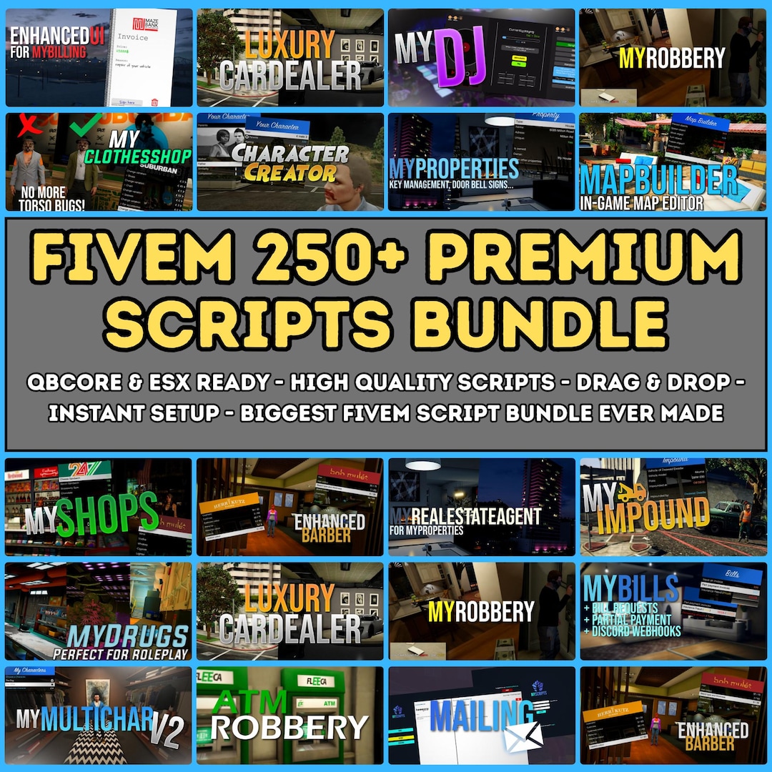 Mega paquete de más de 250 scripts de alta calidad de FiveM / ESX y QBcore / Compatible con ...