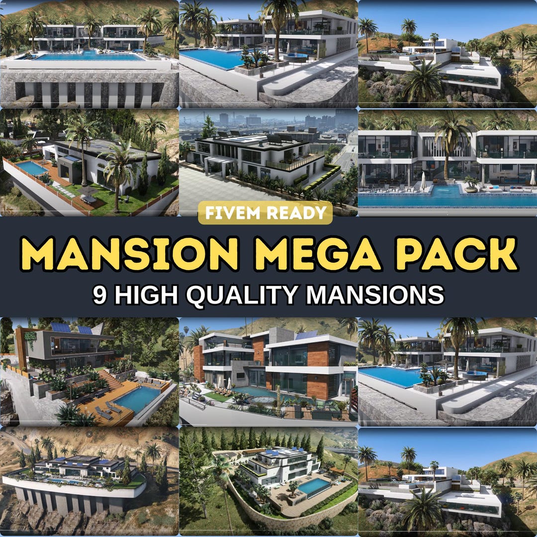 Ultimate Mega Pack FiveM Mansion Villa: lujosa mafia, bende-en RP ...