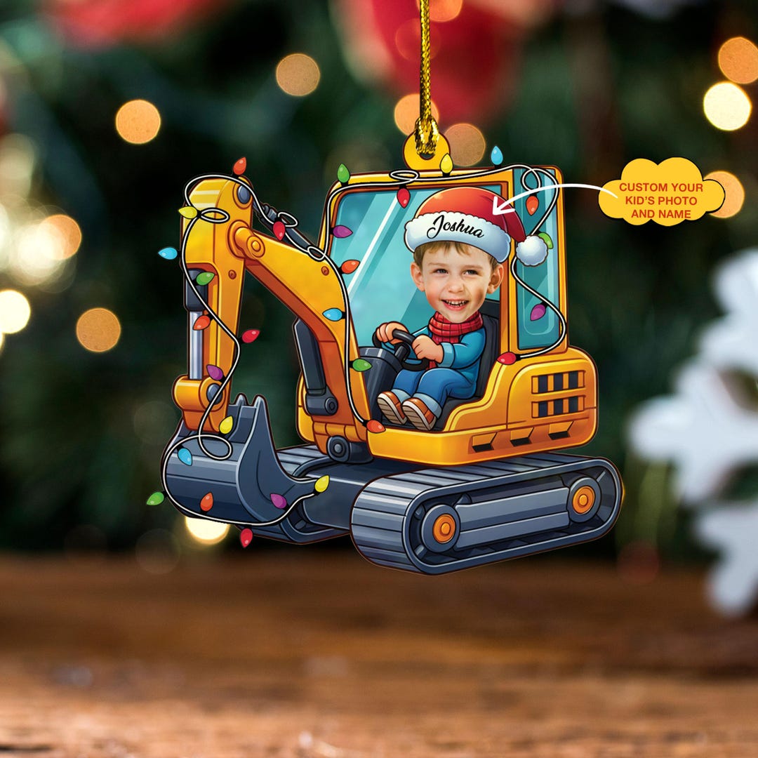 Personalized Xmas Excavator Construction Ornament Construction Machine ...