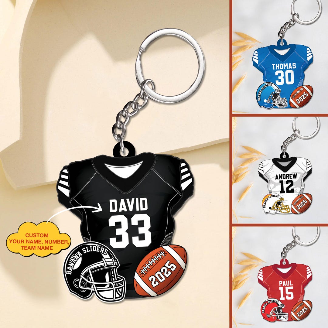 Custom Football Keychain Backpack Tags, 3D Printed Keychains, Football ...