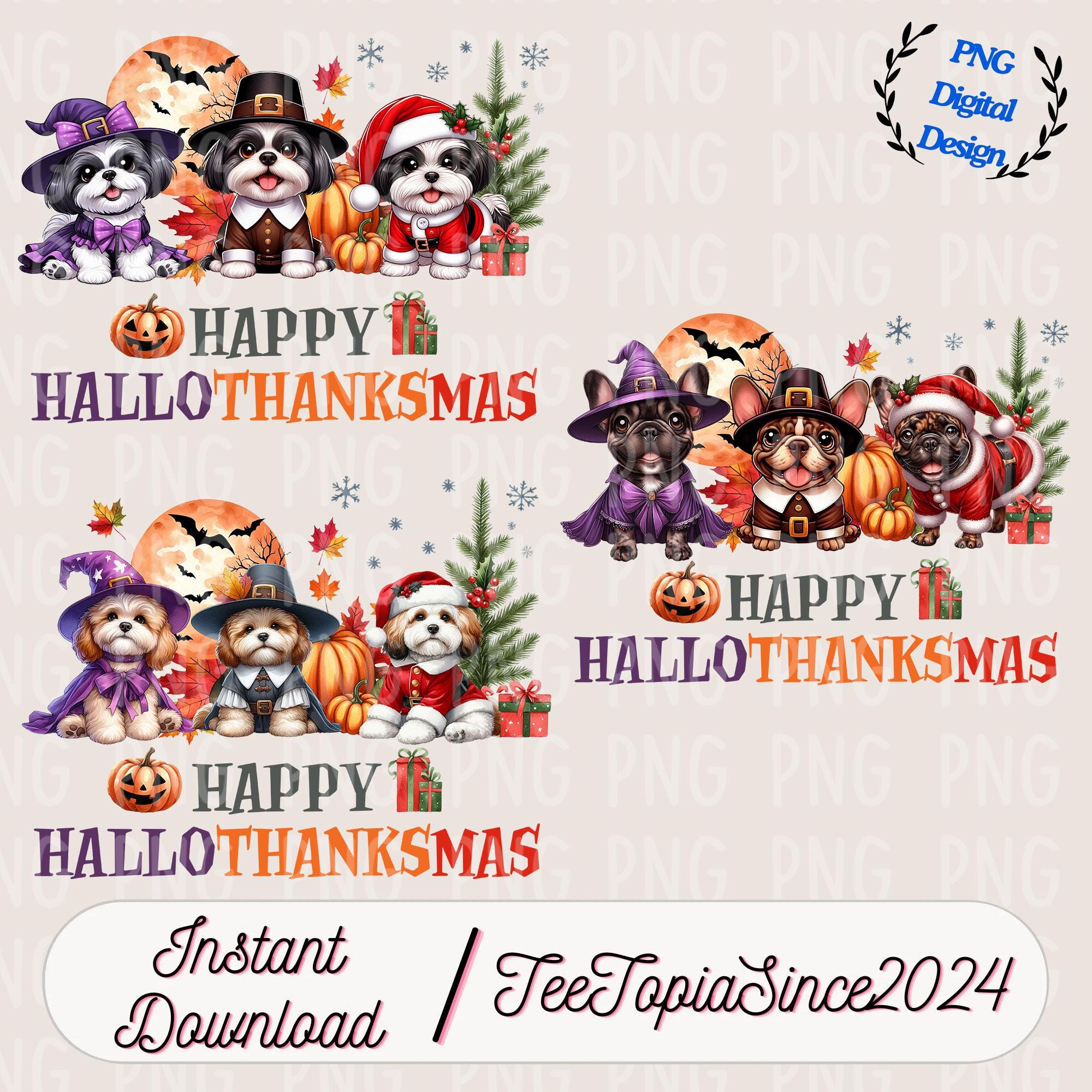 Cavachon Halloween Png, Pug Png, Hallothanksmas Cavachon Thanksgiving ...
