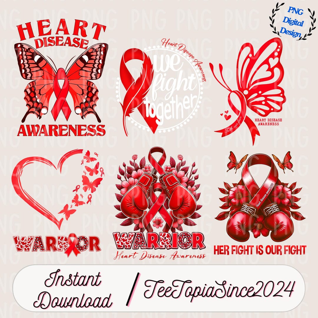 Heart Disease Awareness Png Bundle, We Wear Red for CHD Awareness Png ...