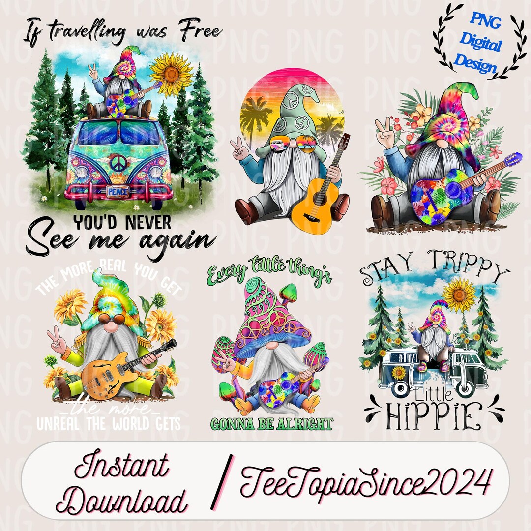 Hippie Gnome Png Bundle, Gnome Clipart PNG, Fantasy Gnome Clipart ...