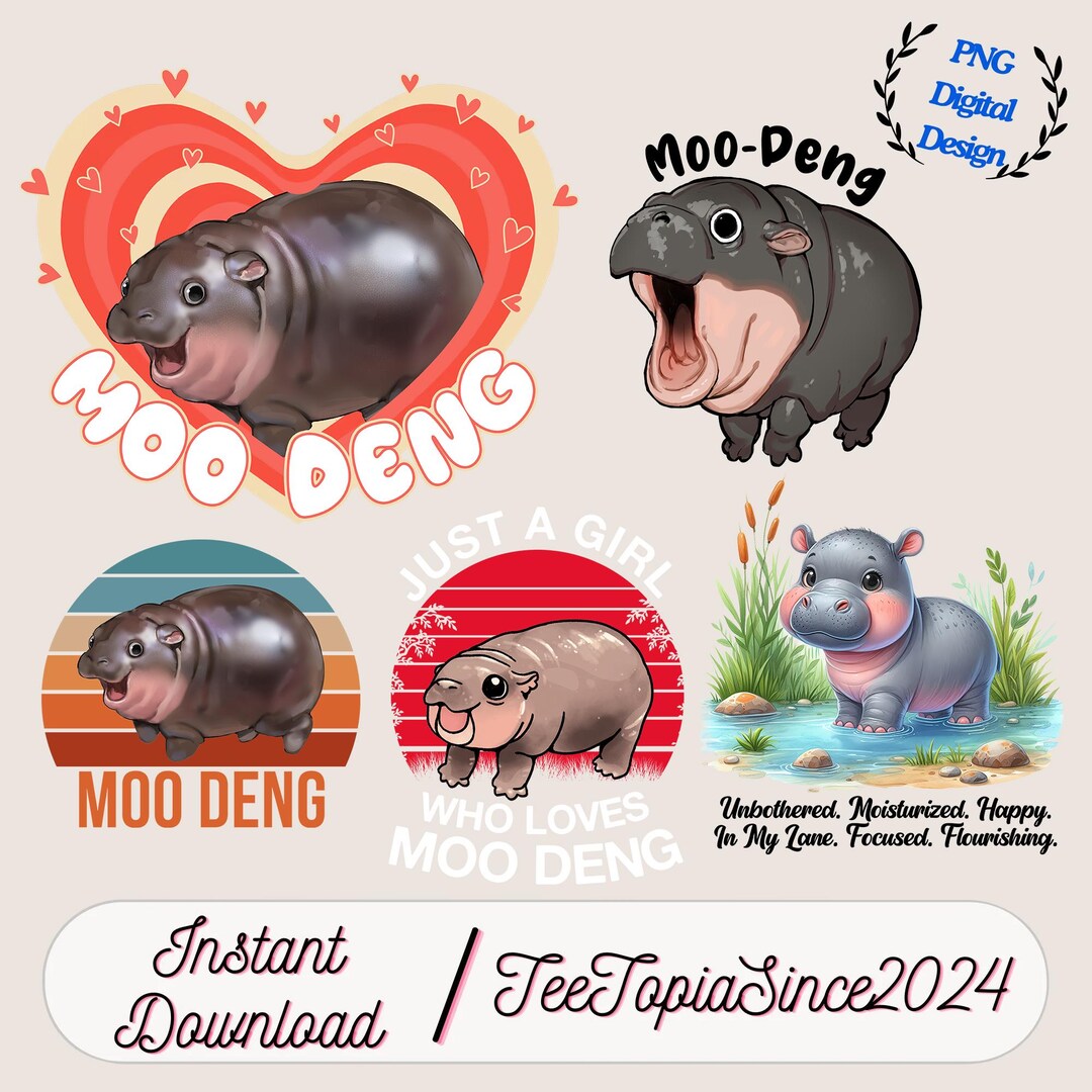 Moo Deng Png, Baby Hippo Png, Baby Hippopotamus Png, Moo Deng Png ...