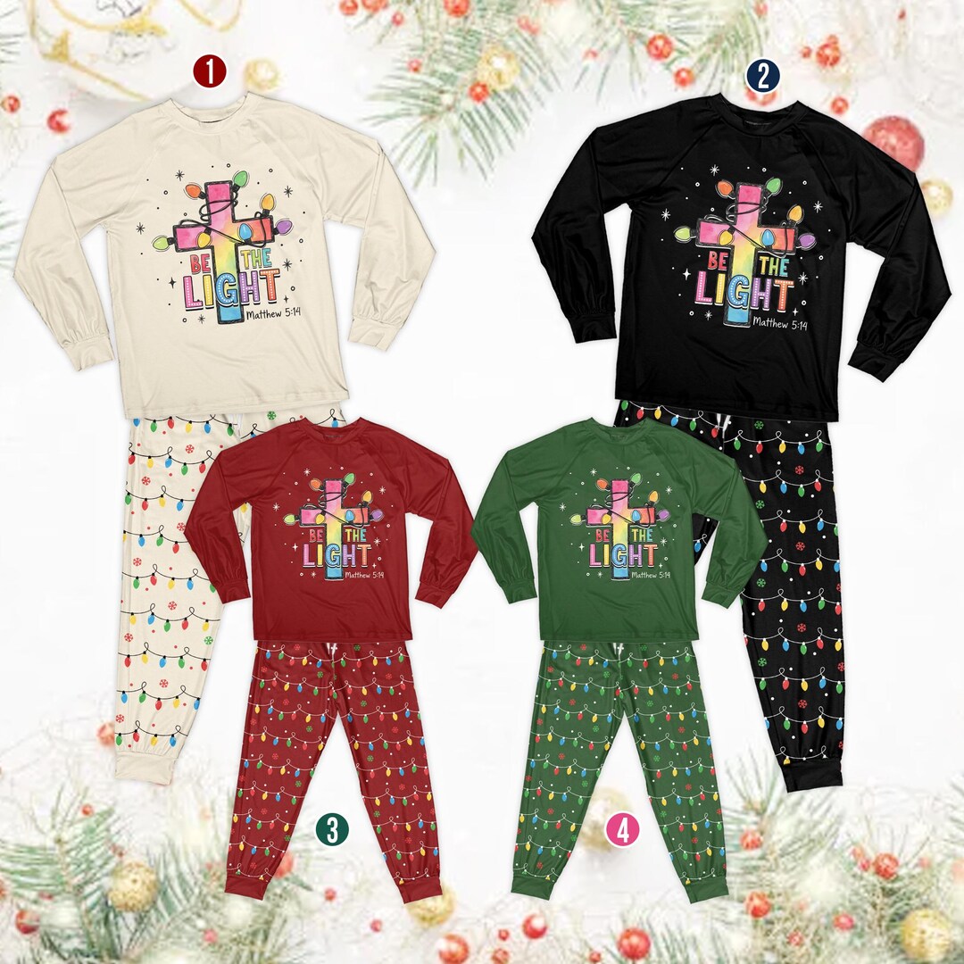 Religious Christmas Lights Pajamas Set, Christian Holiday Pajama, Be ...