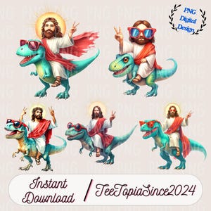 Jesus Riding on A Dinosaur Fun Sunday School Bible Themed God is Good ...
