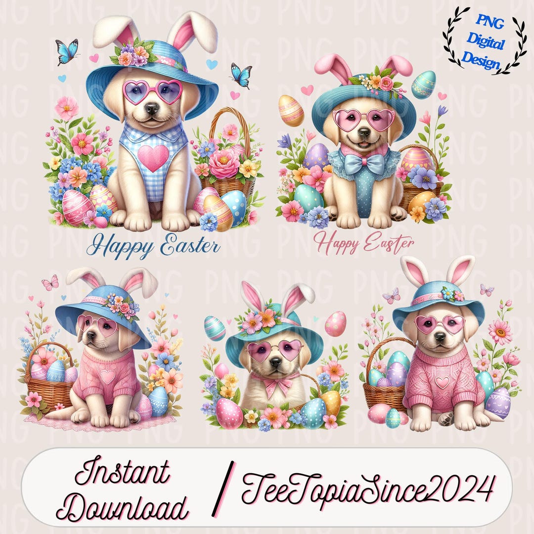 Easter Day Golden Retriever PNG, Dog Easter Png, Retro Easter Png ...