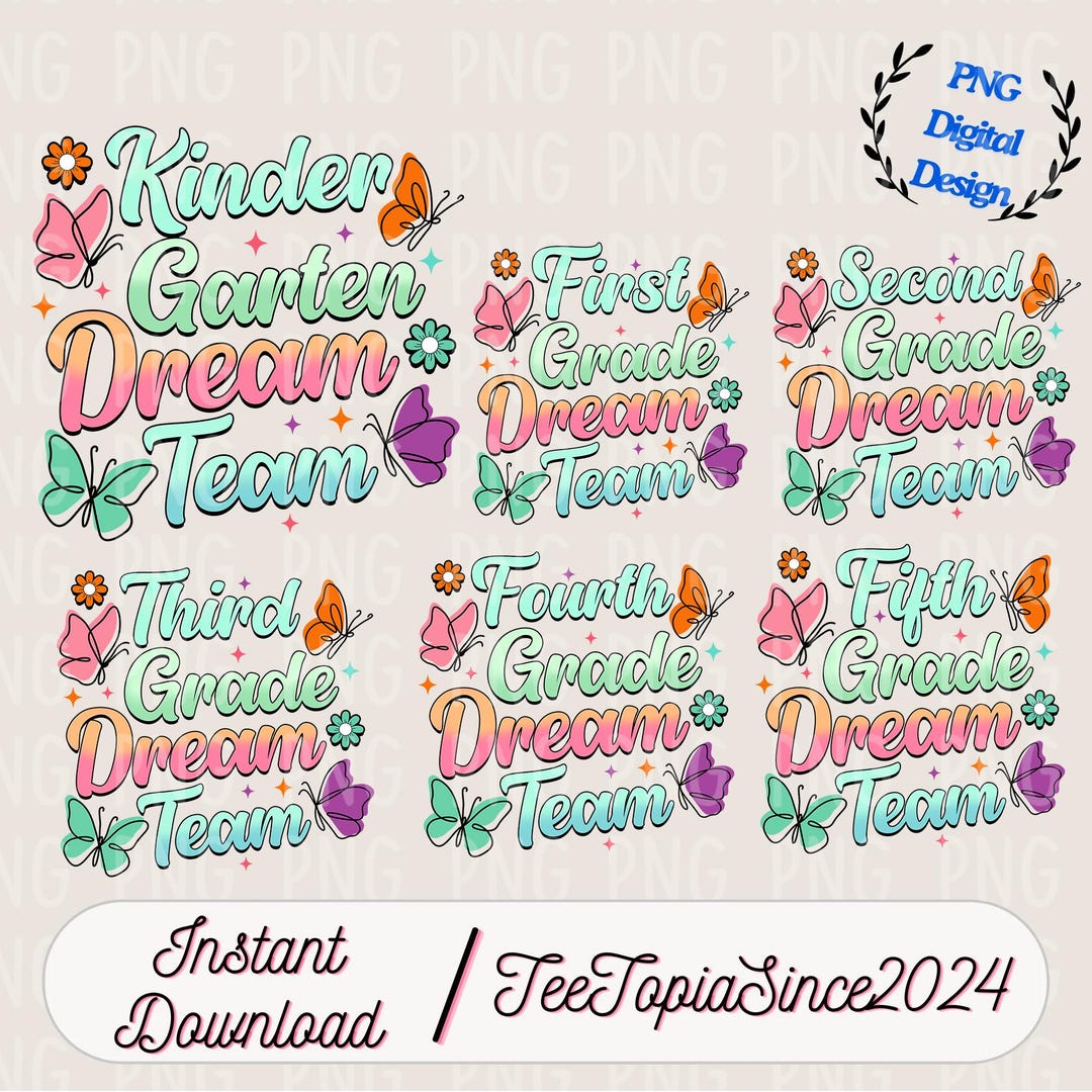 Back to School Png Bundle, Grade Dream Team Png Bundle, Back to School ...