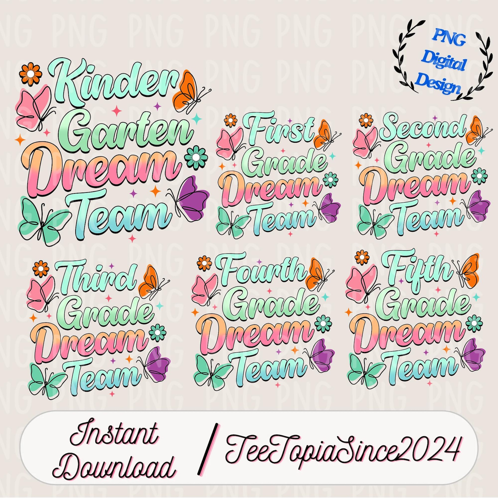 Back to School Png Bundle, Grade Dream Team Png Bundle, Back to School ...