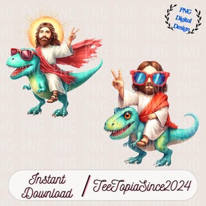 Jesus Riding on A Dinosaur Fun Sunday School Bible Themed God is Good ...