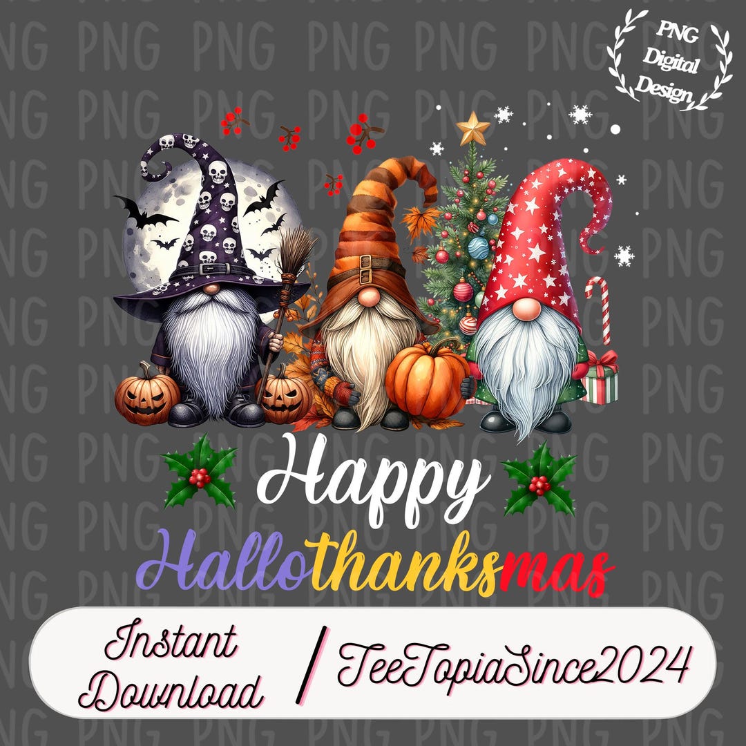 Hallo Thanksmas Gnomes Png Sublimation Designs, Merry Christmas ...