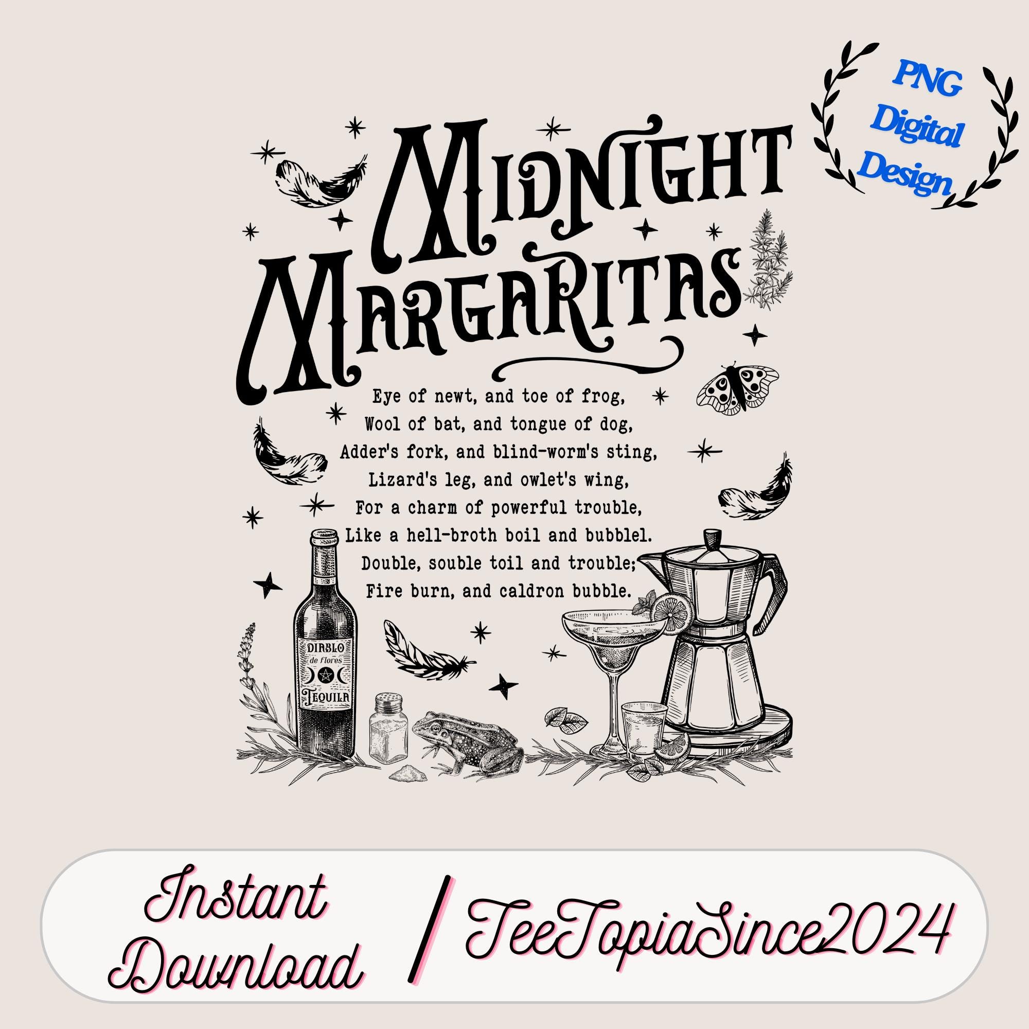 Midnight Margaritas Png, Tequila Png, Witchy Png, Practical Magic Png ...