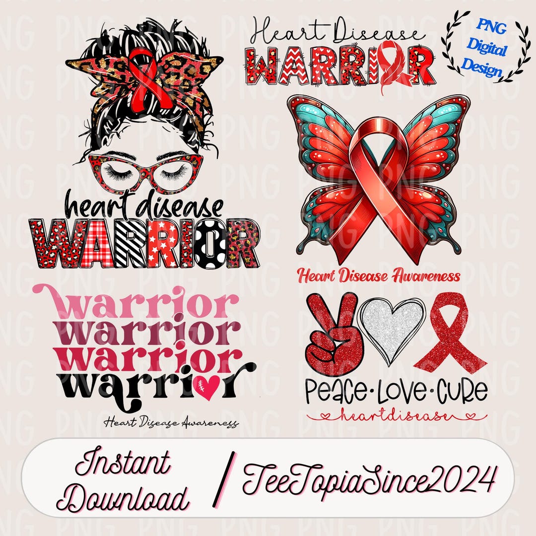 Heart Disease Awareness Png Bundle, We Wear Red for CHD Awareness Png ...