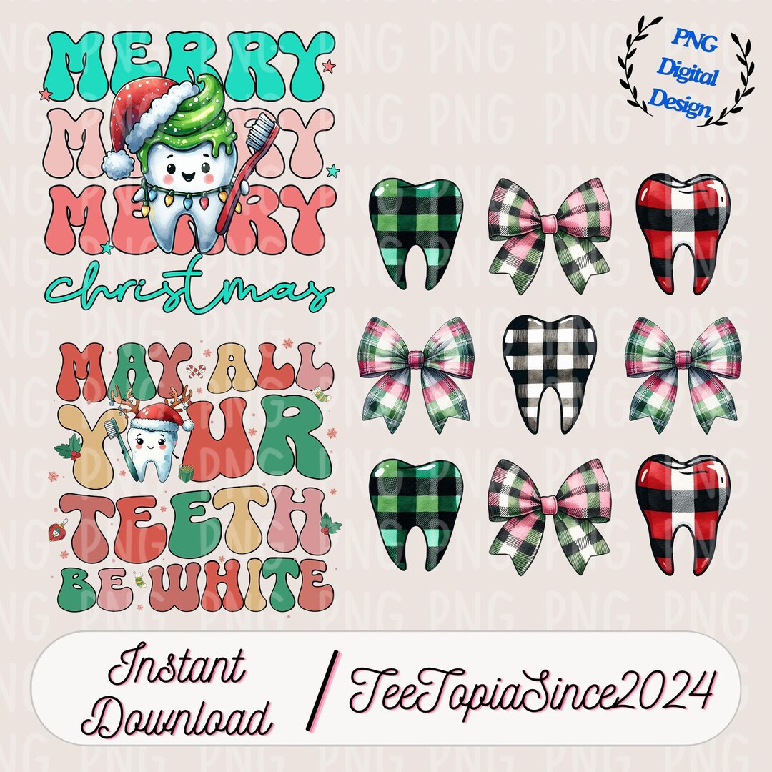 Christmas Teeth Dentist Png Bundle, Christmas Png, Dental Christmas Png ...