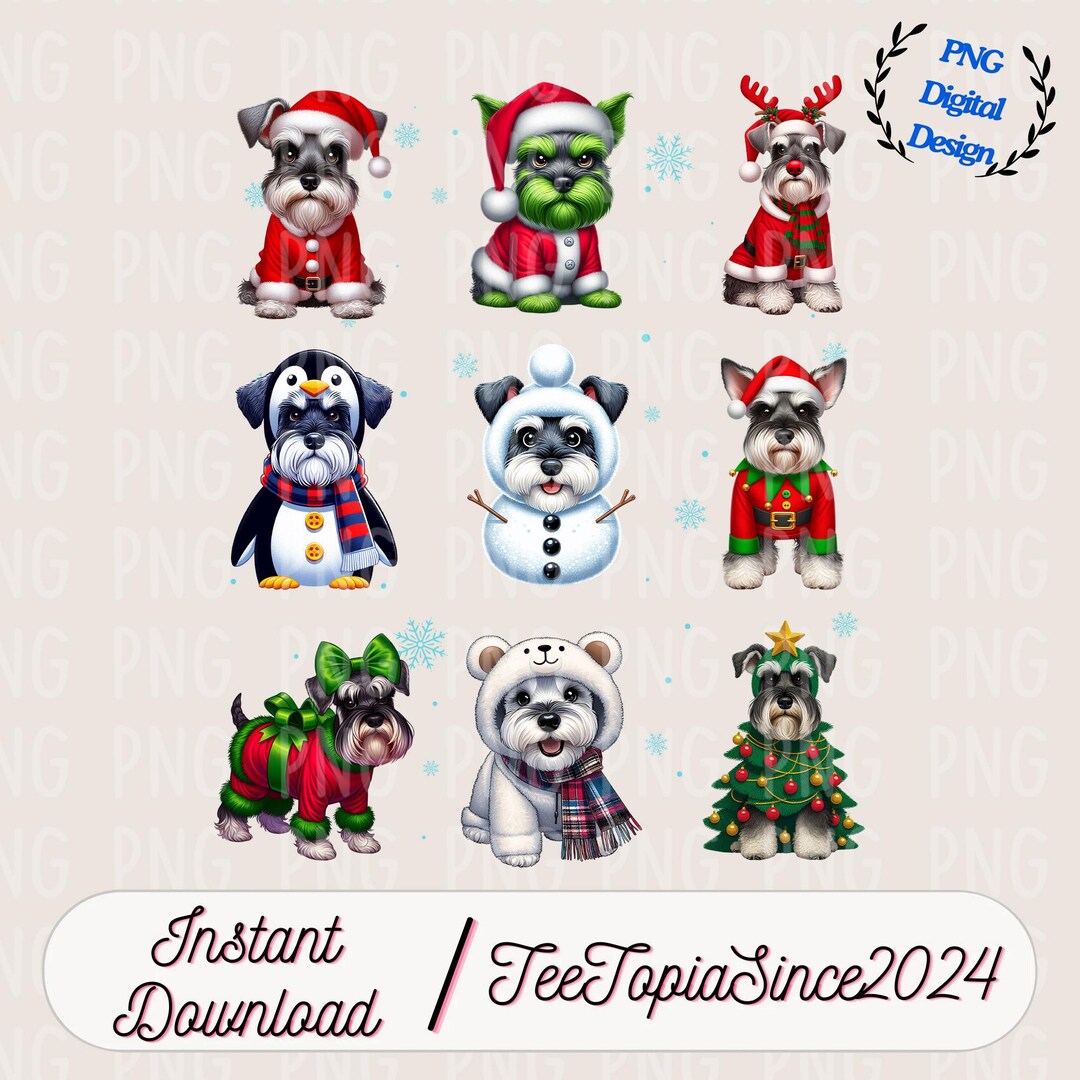 Schnauzer Christmas PNG, Christmas Dog Png, Schnauzer Png, Schnauzer ...